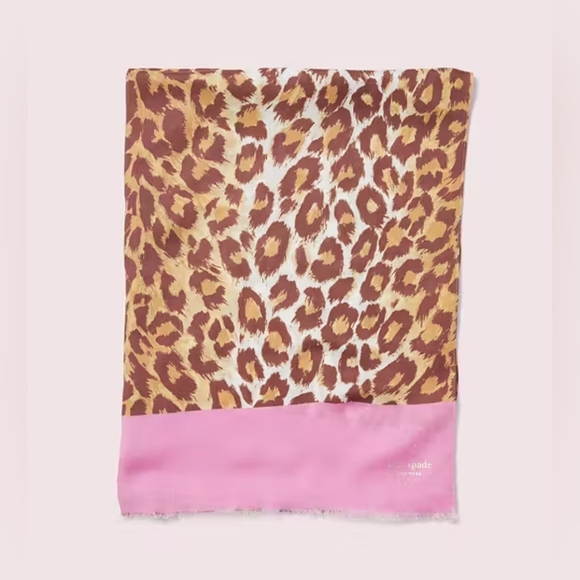 kate spade | Accessories | Kate Spade Leopard Print Scarf With Pink ...